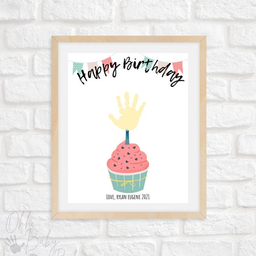 Happy Birthday Hand Print Card/birthday Keepsake/birthday - Etsy