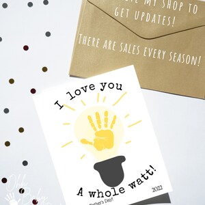 I Love You A Whole Watt Hand Print Father's Day Card/father's Day ...