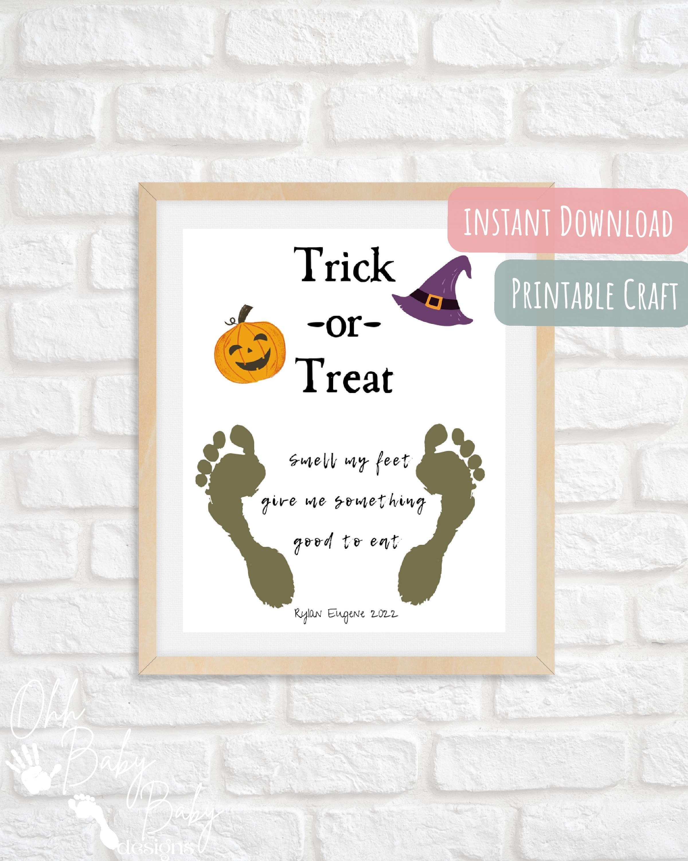 Trick or Treat Foot Print Halloween Keepsake/foot Print Keepsake/ Foot ...