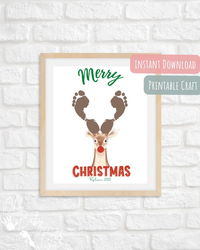 Reindeer Foot Print Christmas Keepsake/ Christmas Craft/ DIY Christmas ...