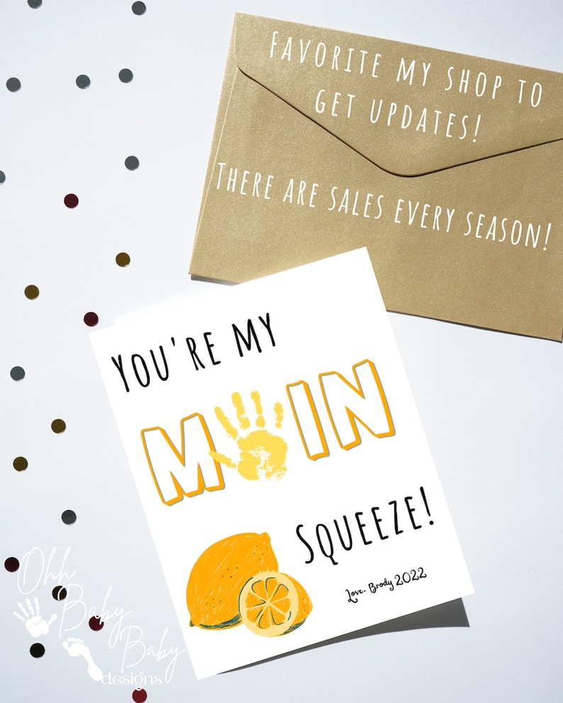 You're My Main Squeeze Hand Print Card/hand Print Keepsake/hand Print ...