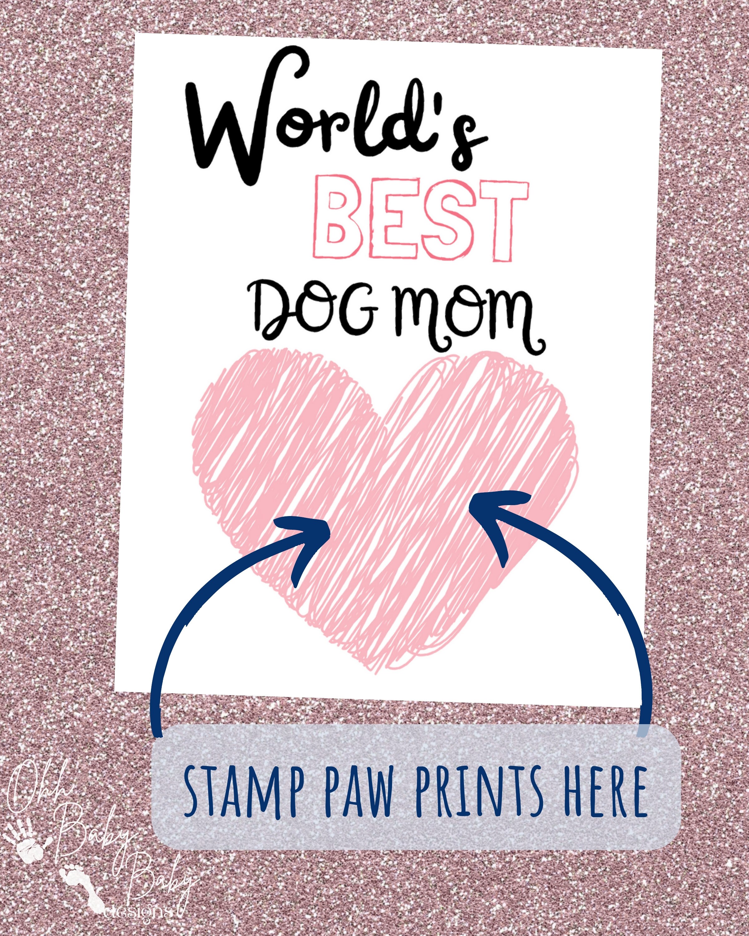 World's Best Dog Mom Card /paw Print Keepsake/mother's Day Craft ...