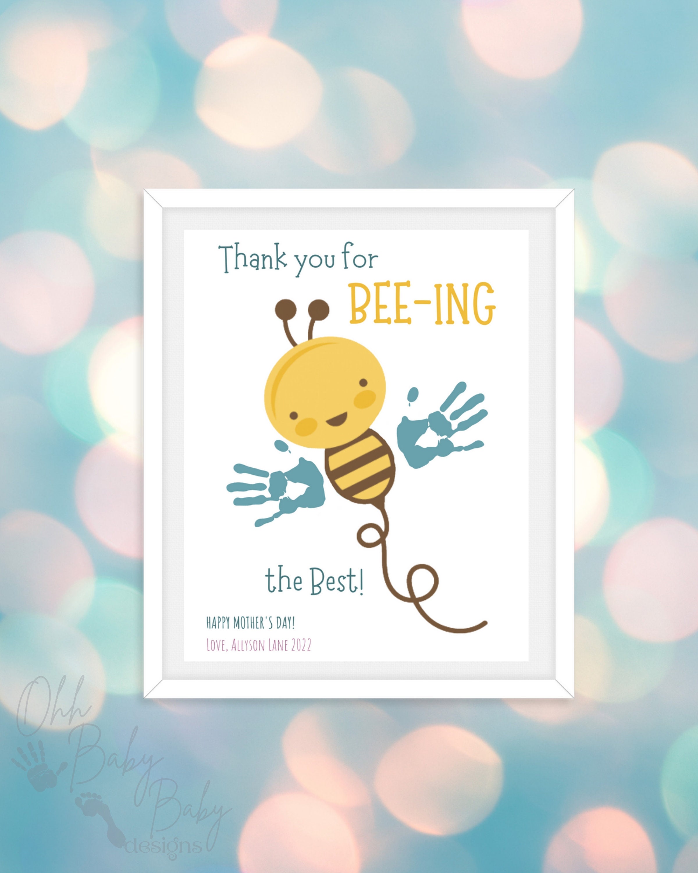 Thank You for BEE-ING the Best Hand Print Card/ Hand Print Keepsake ...