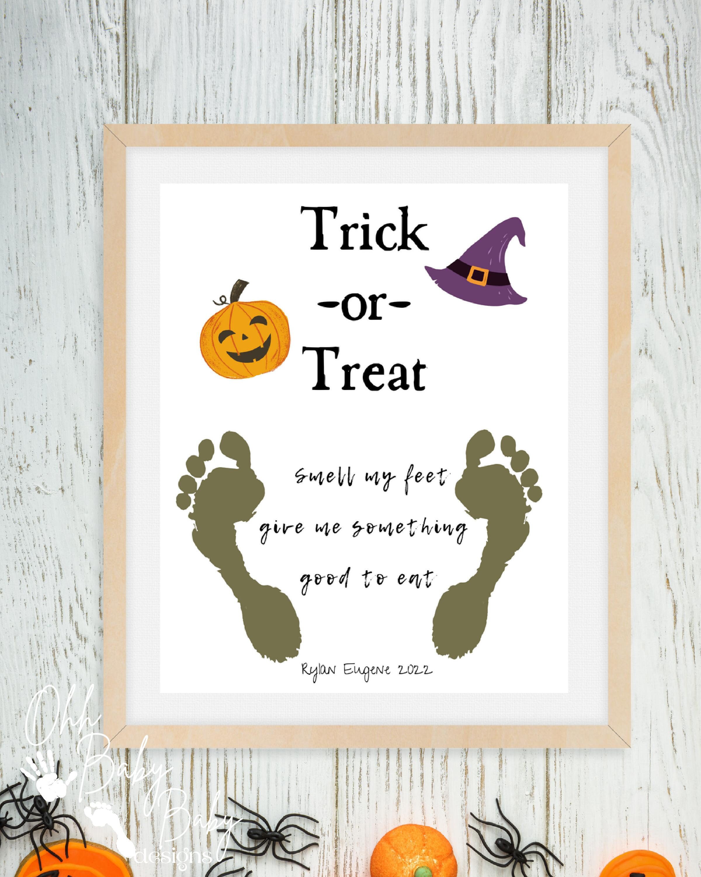 Trick or Treat Foot Print Halloween Keepsake/foot Print Keepsake/ Foot ...