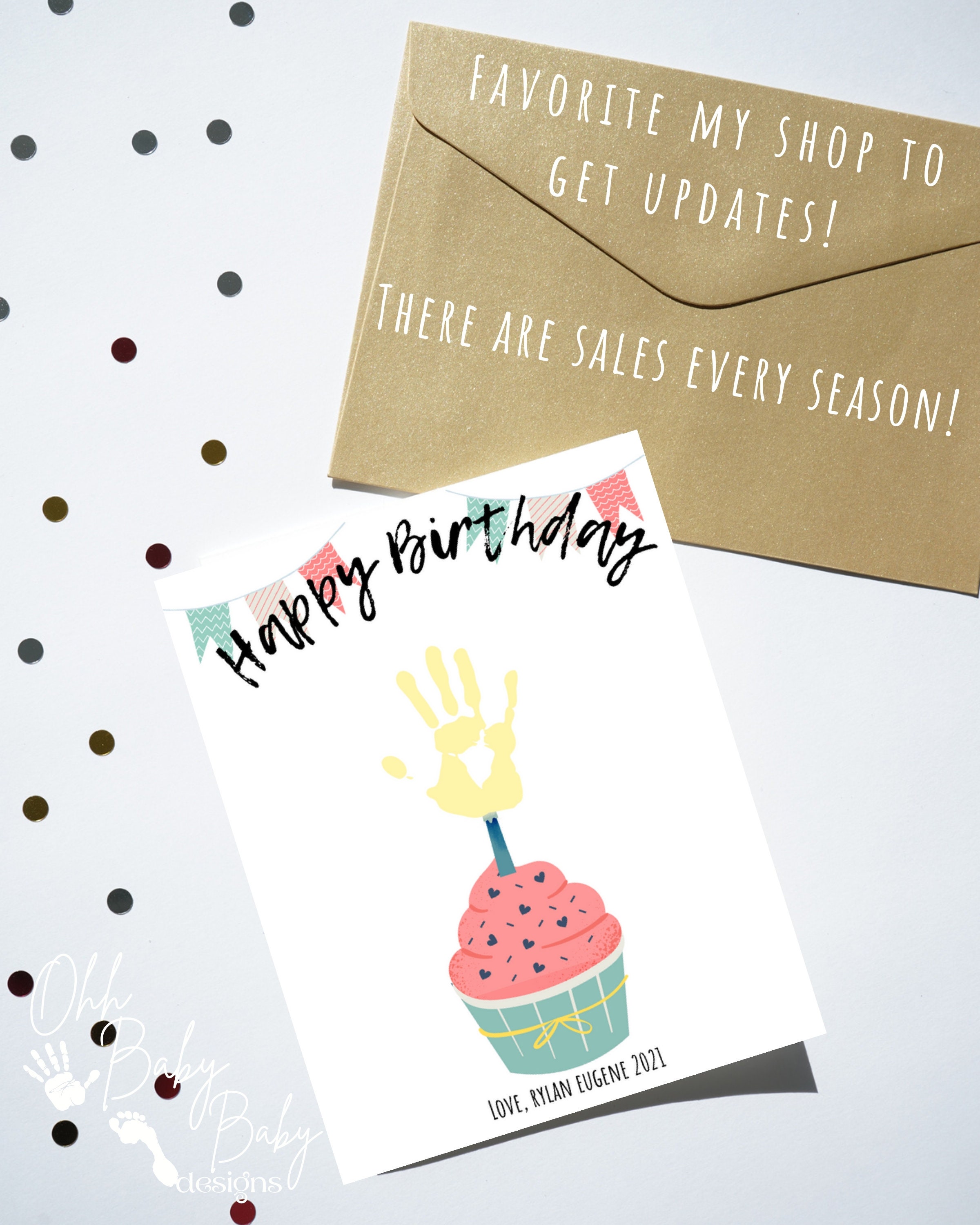 Happy Birthday Hand Print Card/birthday Keepsake/birthday - Etsy