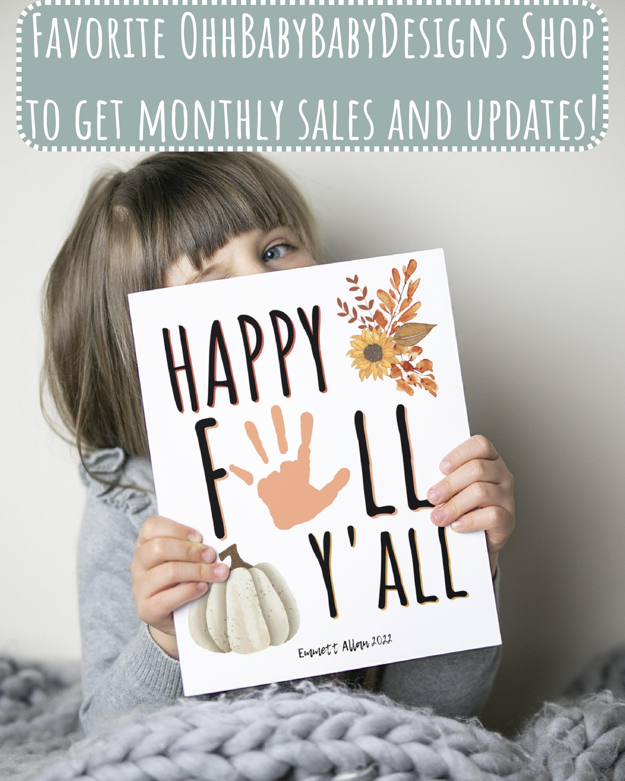Happy Fall Y'all Hand Print Craft/ Hand Print Keepsake/ DIY Fall Craft ...