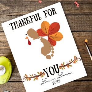 Thankful for You Foot Print Keepsake/thanksgiving Keepsake/thanksgiving ...