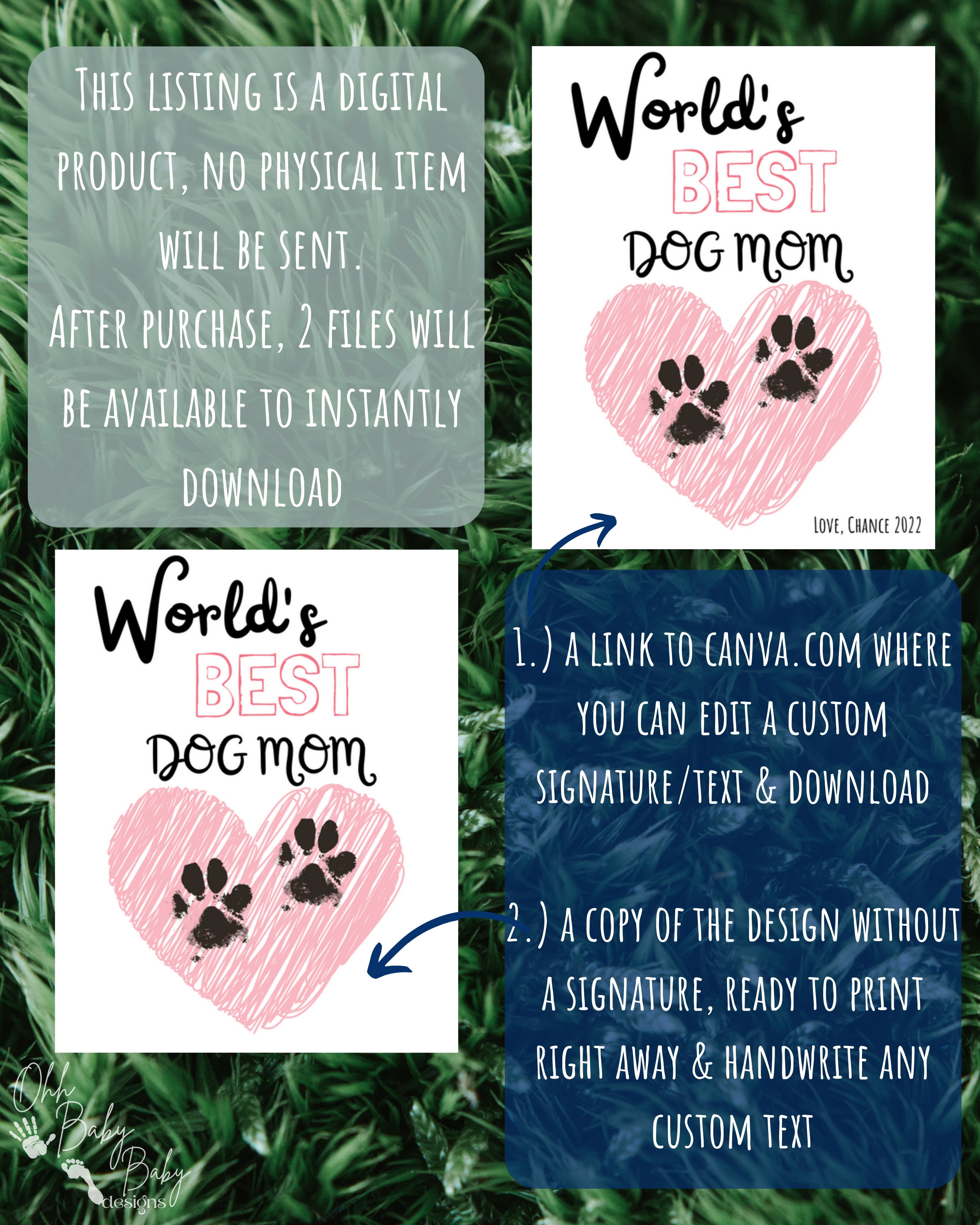 World's Best Dog Mom Card /paw Print Keepsake/mother's Day Craft ...