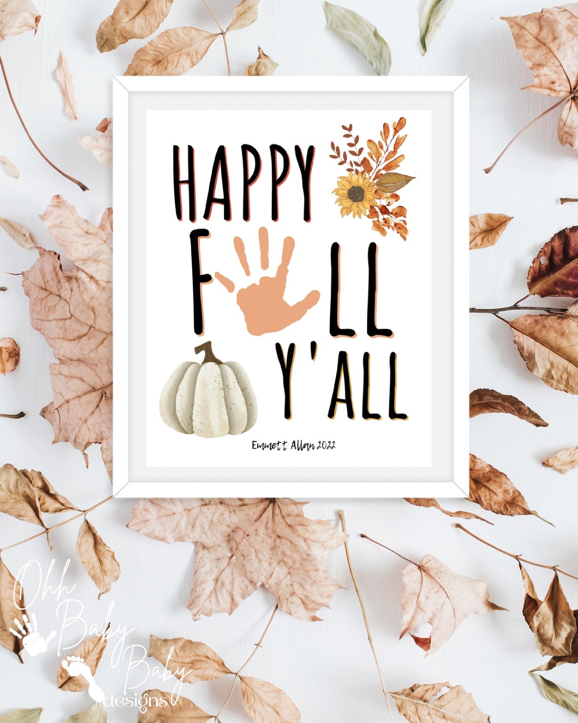 Happy Fall Y'all Hand Print Craft/ Hand Print Keepsake/ DIY Fall Craft ...