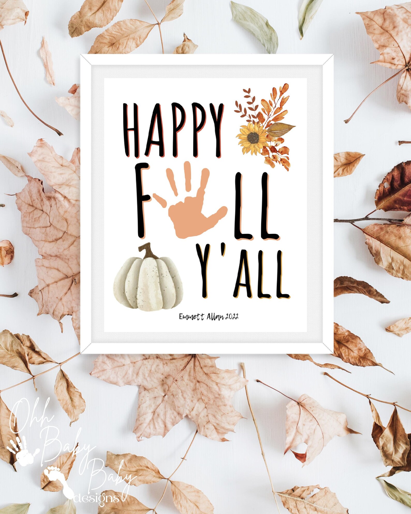 Happy Fall Y'all Hand Print Craft/ Hand Print Keepsake/ DIY Fall Craft ...