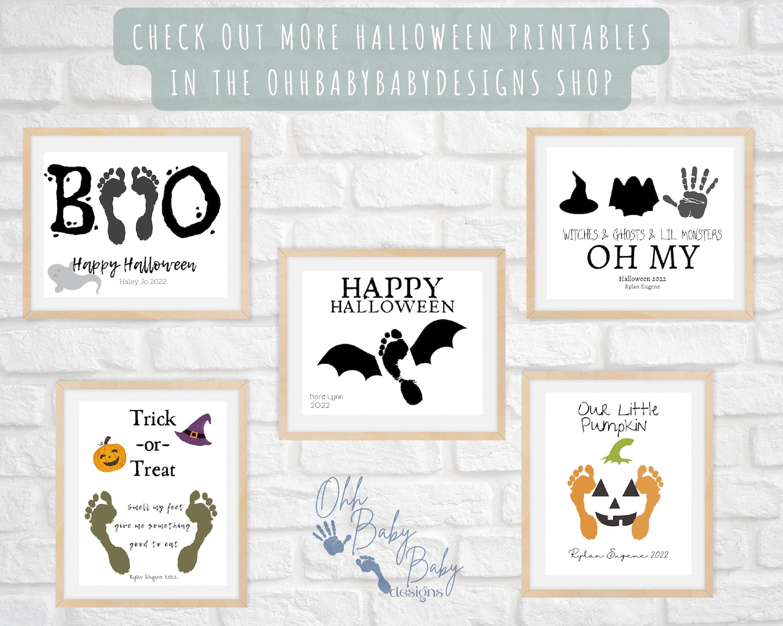 Witches Ghosts Lil Monsters Halloween Hand Foot Print Keepsake/gift ...