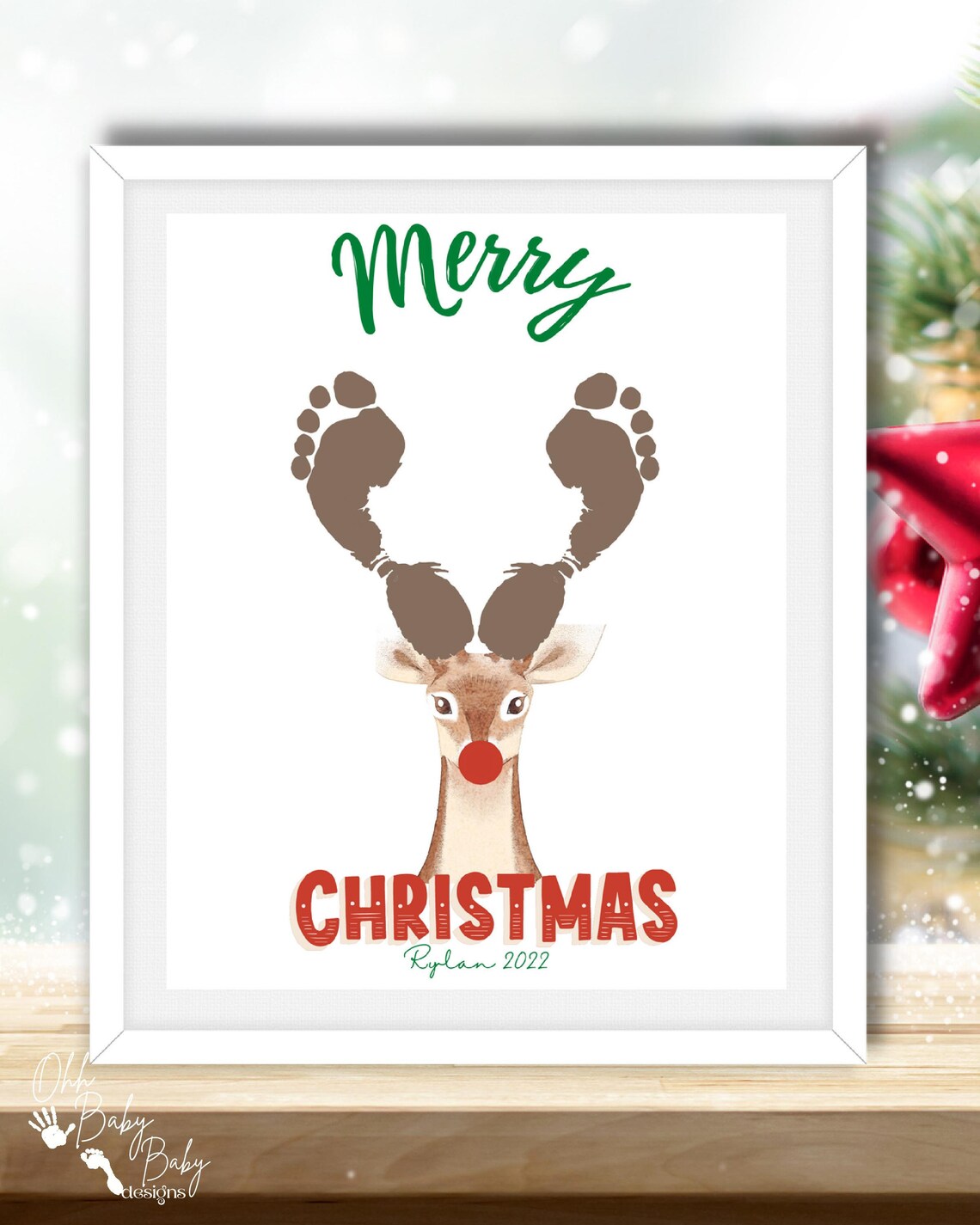 Reindeer Foot Print Christmas Keepsake/ Christmas Craft/ DIY Christmas ...