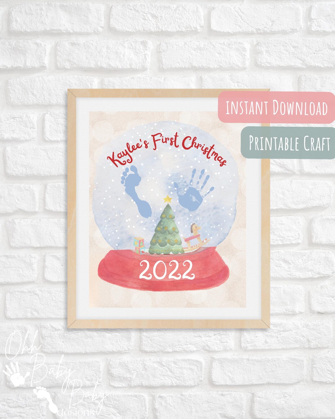 Baby's First Christmas Hand Print Foot Print Keepsake/christmas Craft ...