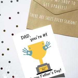 Dad You're Number 1 Father's Day Hand Print Card/ Father's Day Keepsake ...