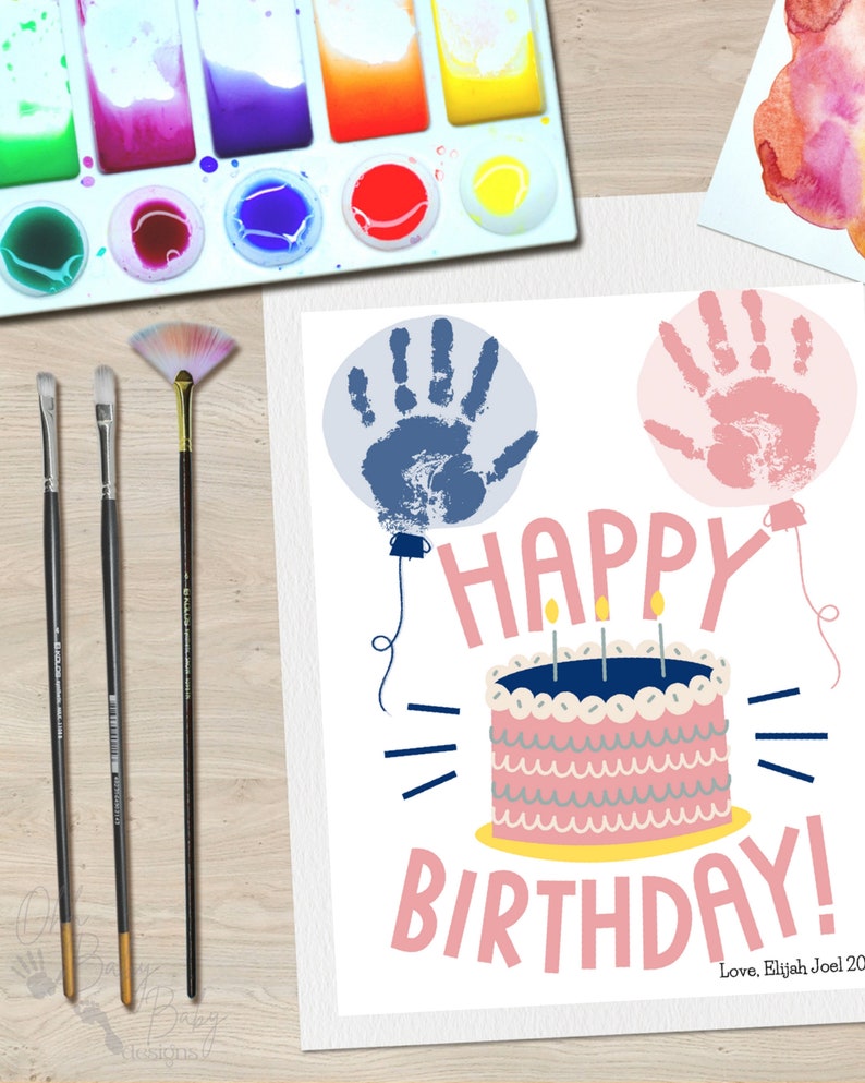 Happy Birthday Hand Print Balloons Card/birthday - Etsy