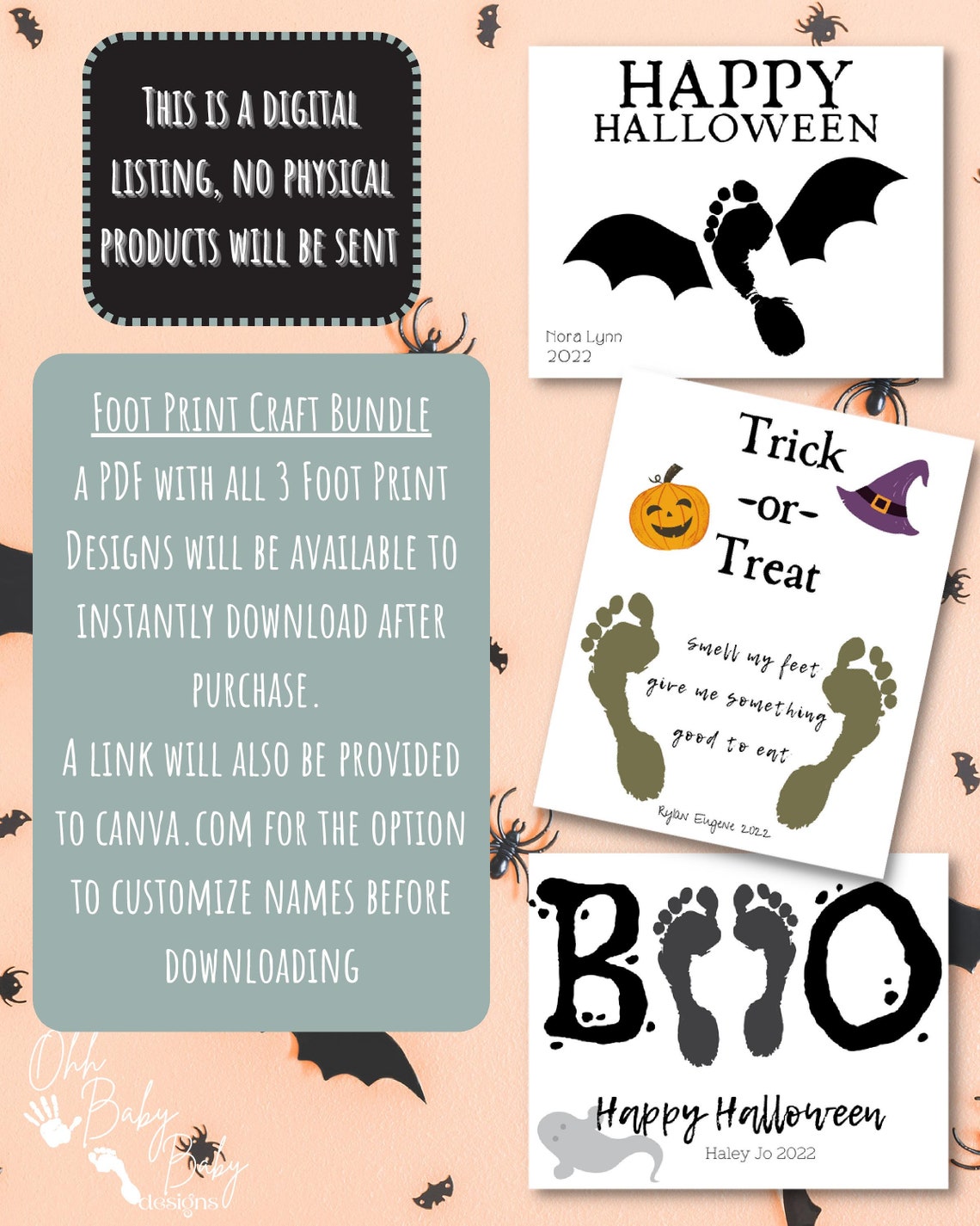 Halloween Foot Print Bundle / Halloween Foot Print Keepsake/ Foot Print ...