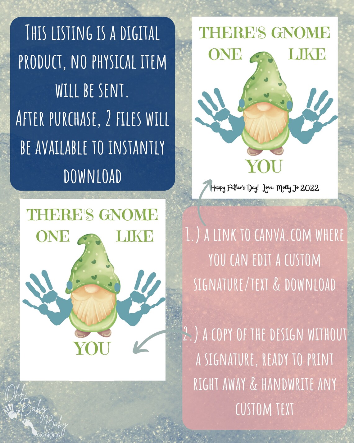 There's Gnome One Like You Hand Print Father's Day - Etsy