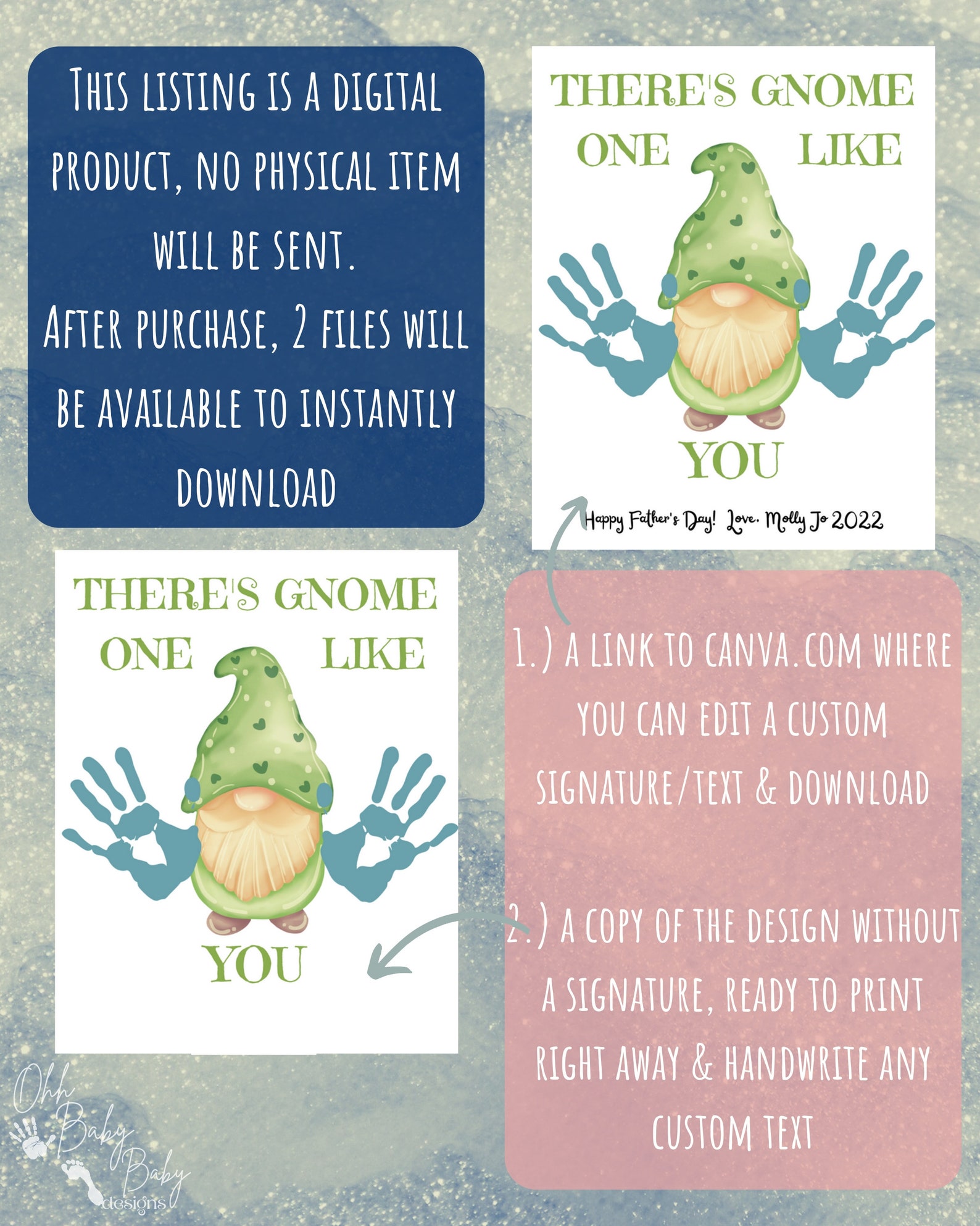 There's Gnome One Like You Hand Print Card/ Hand Print Keepsake/ Kid's ...