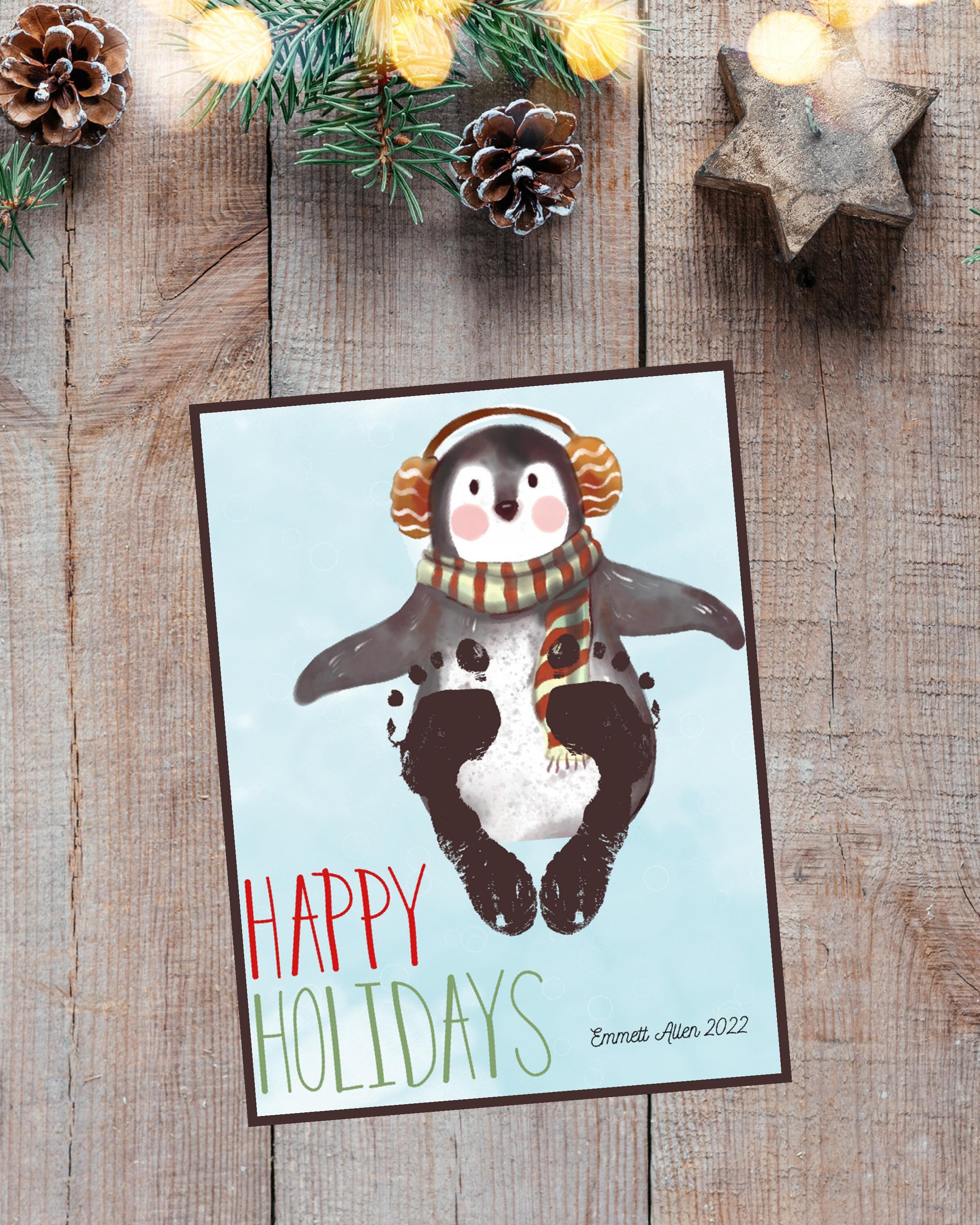 Happy Holidays Penguin Foot Print Keepsake/ Holiday Craft/ DIY ...