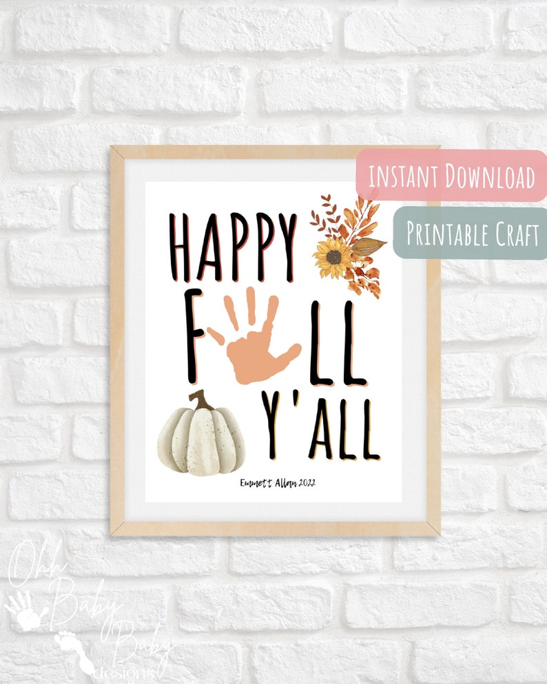 Happy Fall Y'all Hand Print Craft/ Hand Print Keepsake/ DIY Fall Craft ...