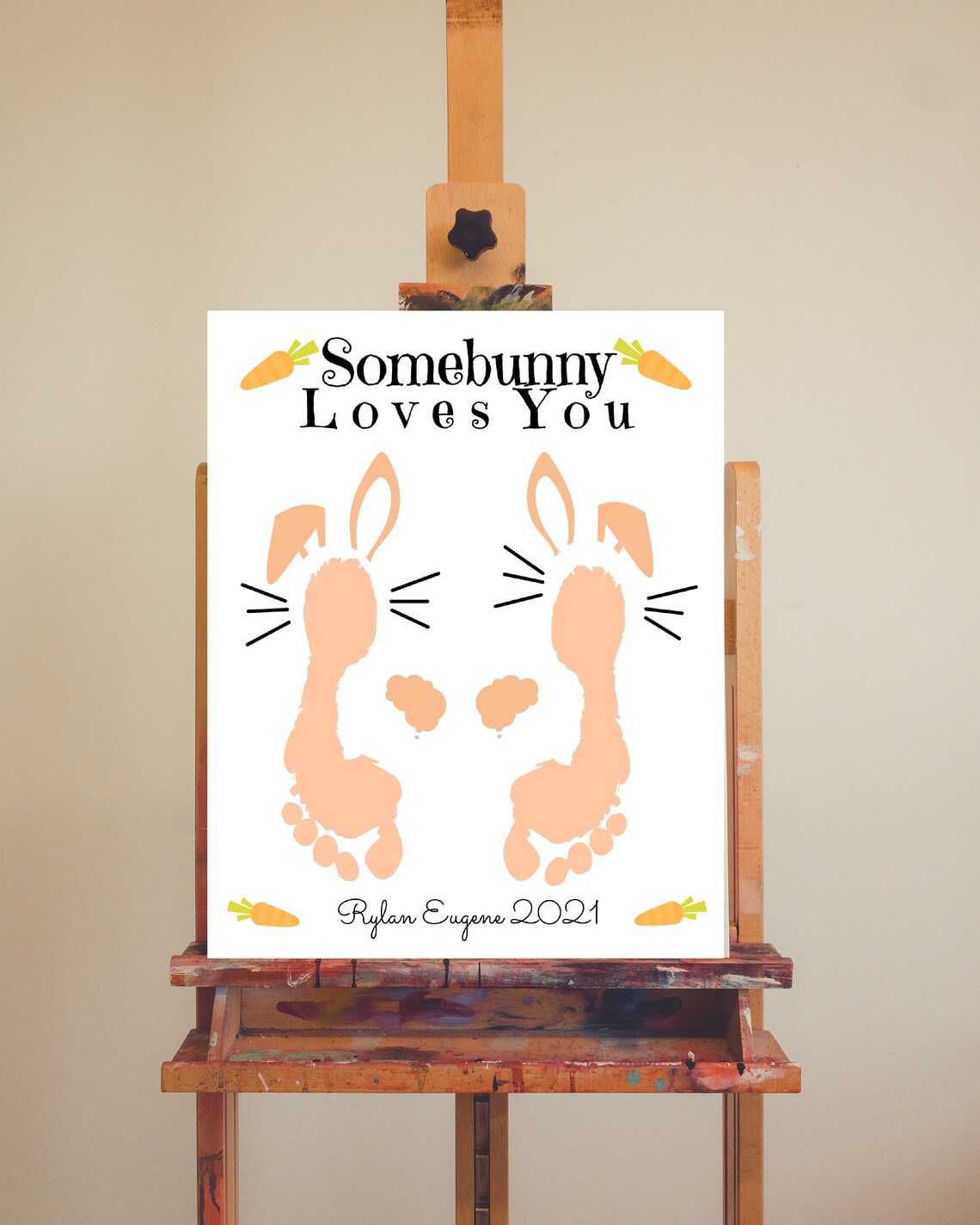 Bunny Foot Print Craft With Personalized Name/child's - Etsy