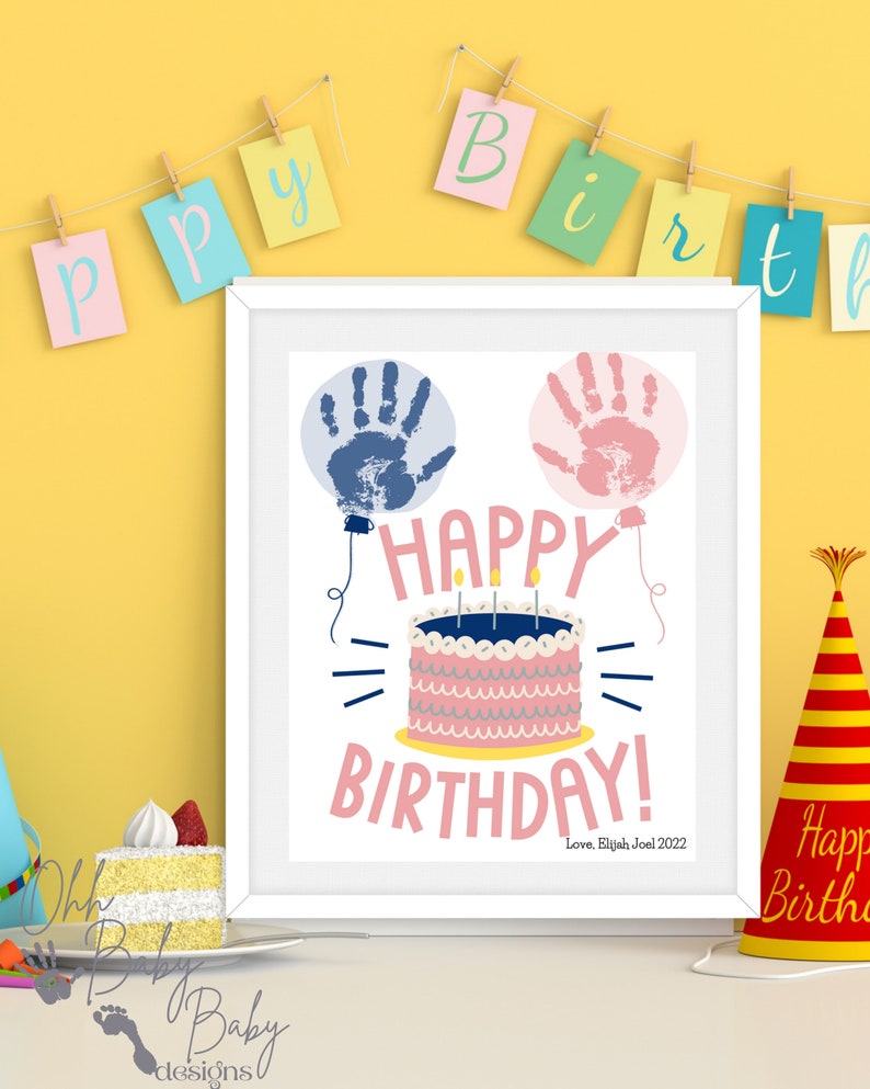 Happy Birthday Hand Print Balloons Card/birthday Keepsake/birthday ...