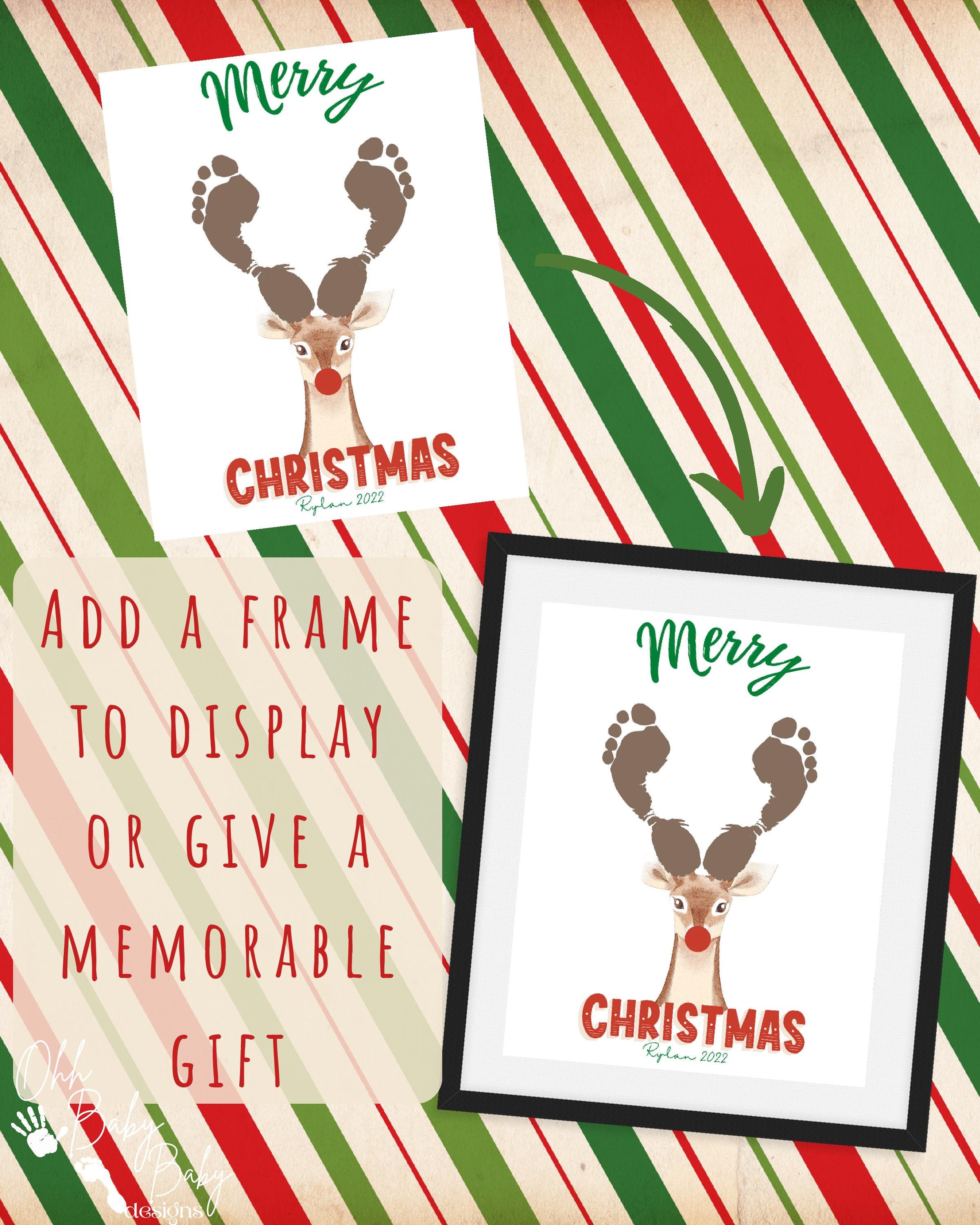 Reindeer Foot Print Christmas Keepsake/ Christmas Craft/ DIY Christmas ...