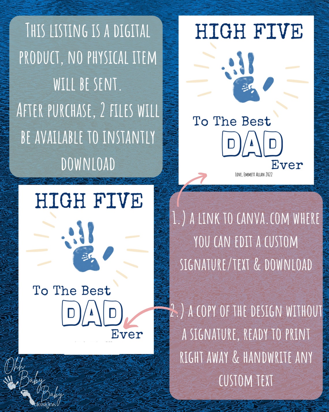 High Five to the Best Dad Ever Hand Print Father's Day Card/father's ...
