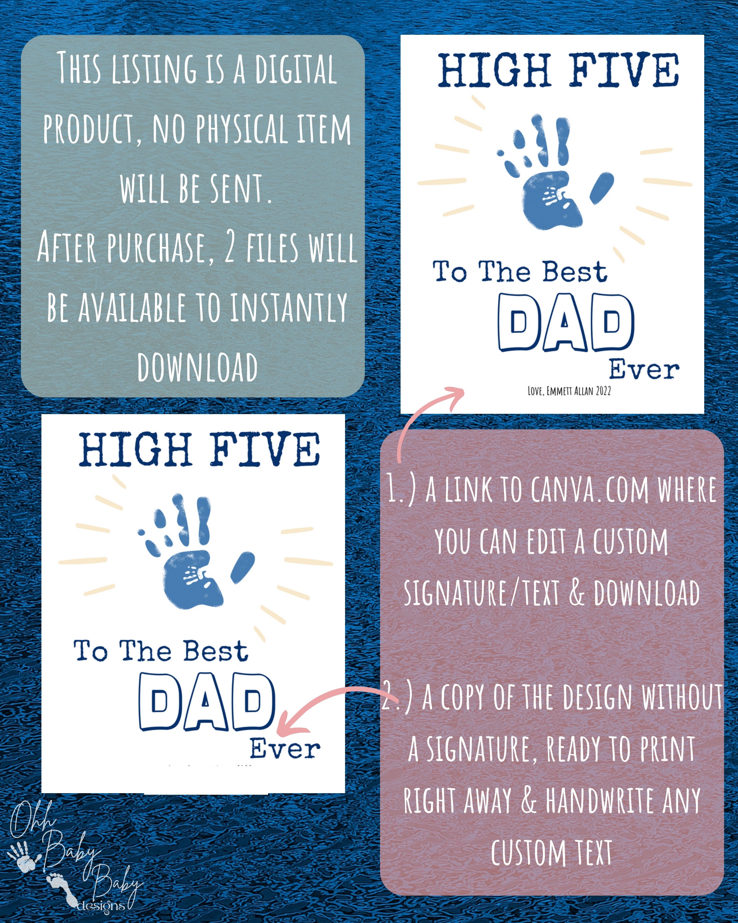 High Five to the Best Dad Ever Hand Print Father's Day Card/father's ...