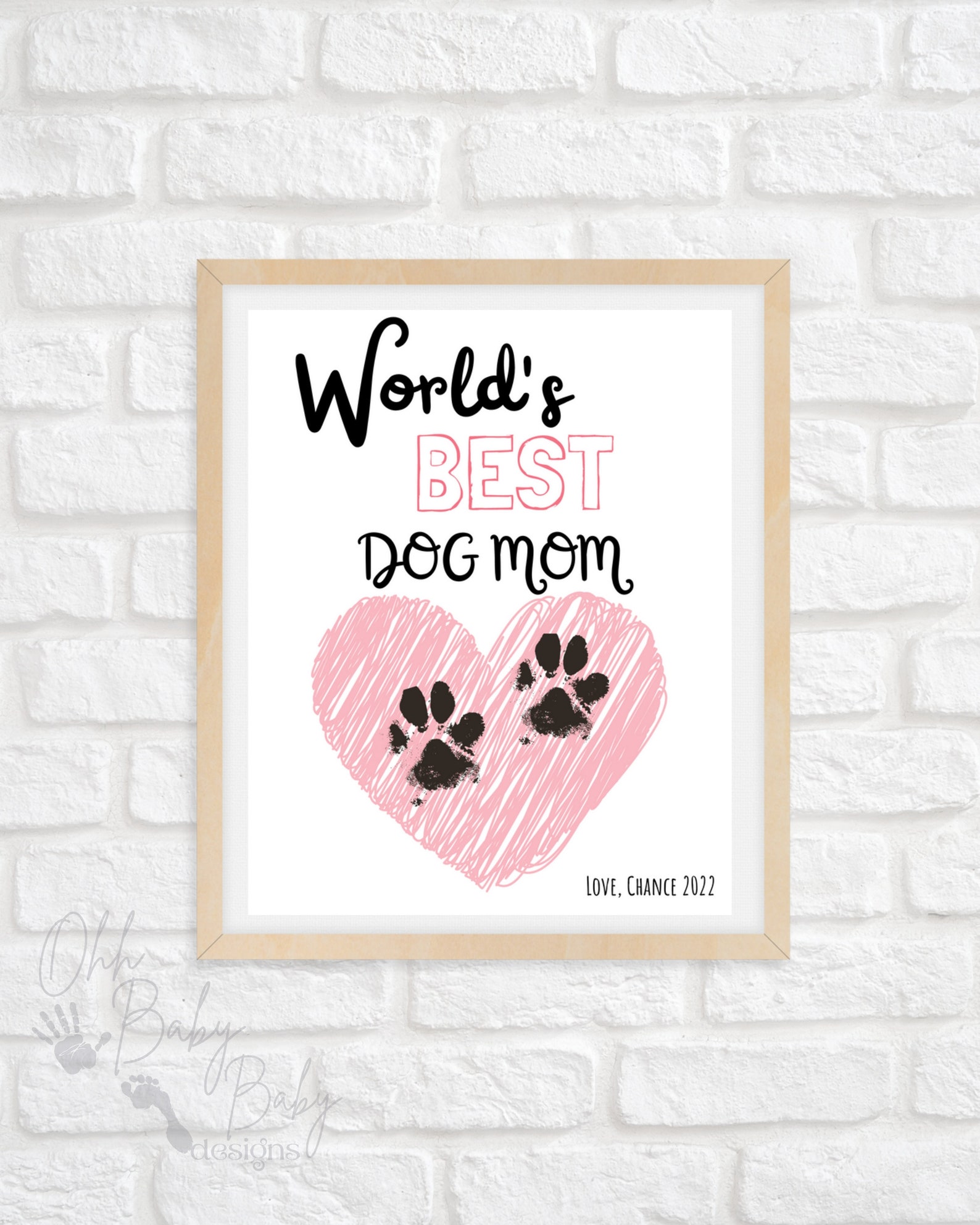 World's Best Dog Mom Card /paw Print Keepsake/mother's Day Craft ...