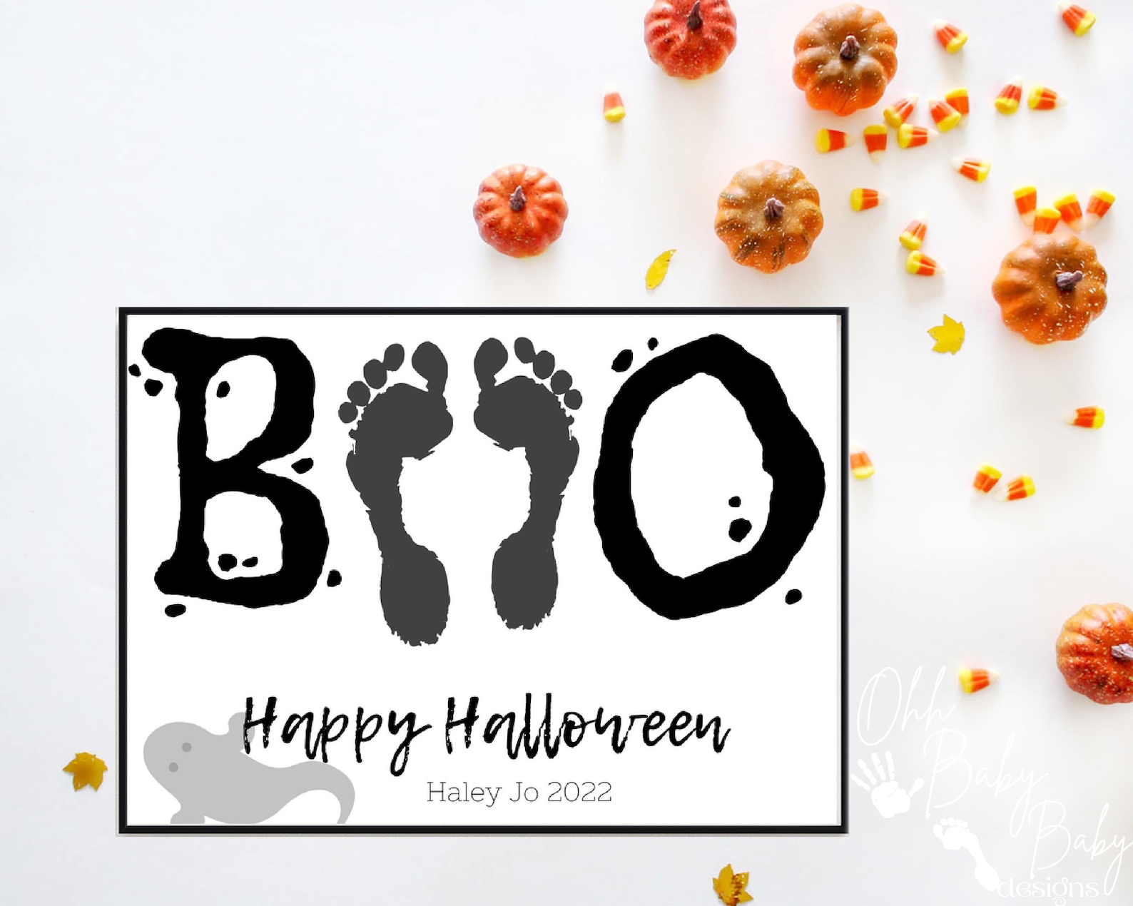 BOO Foot Print Halloween Keepsake/foot Print Keepsake/ Foot Print Craft ...