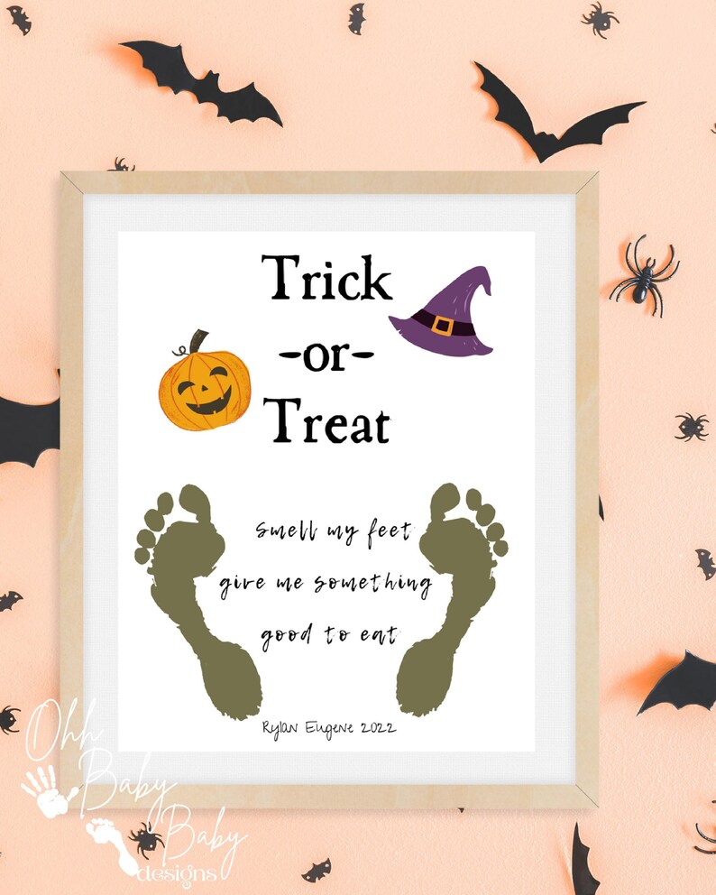 Trick or Treat Foot Print Halloween Keepsake/foot Print Keepsake/ Foot ...