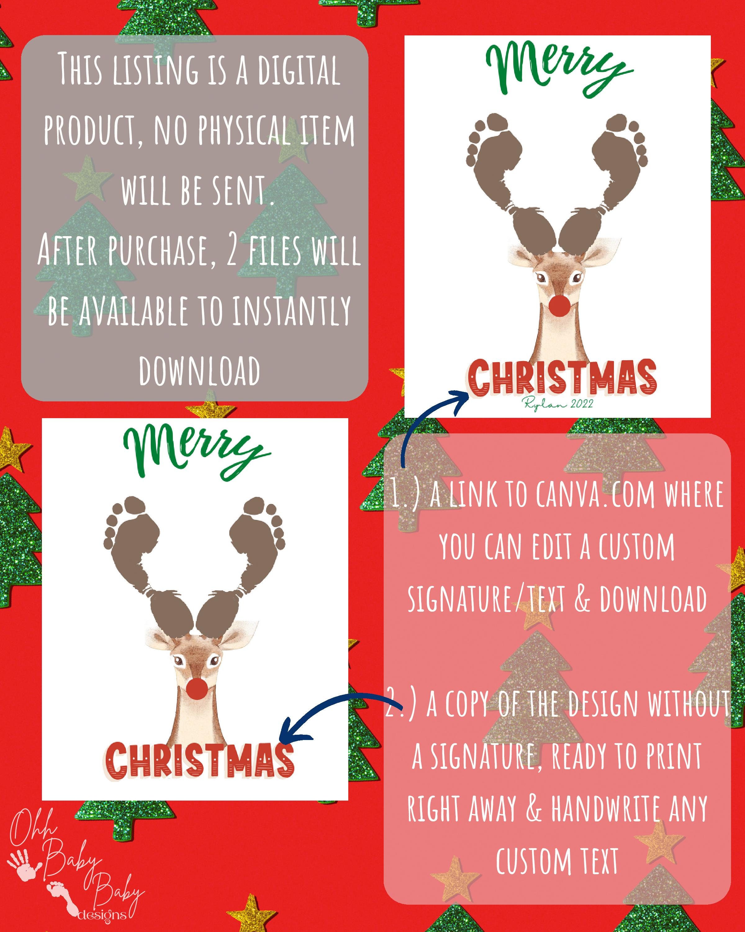 Reindeer Foot Print Christmas Keepsake/ Christmas Craft/ DIY Christmas ...