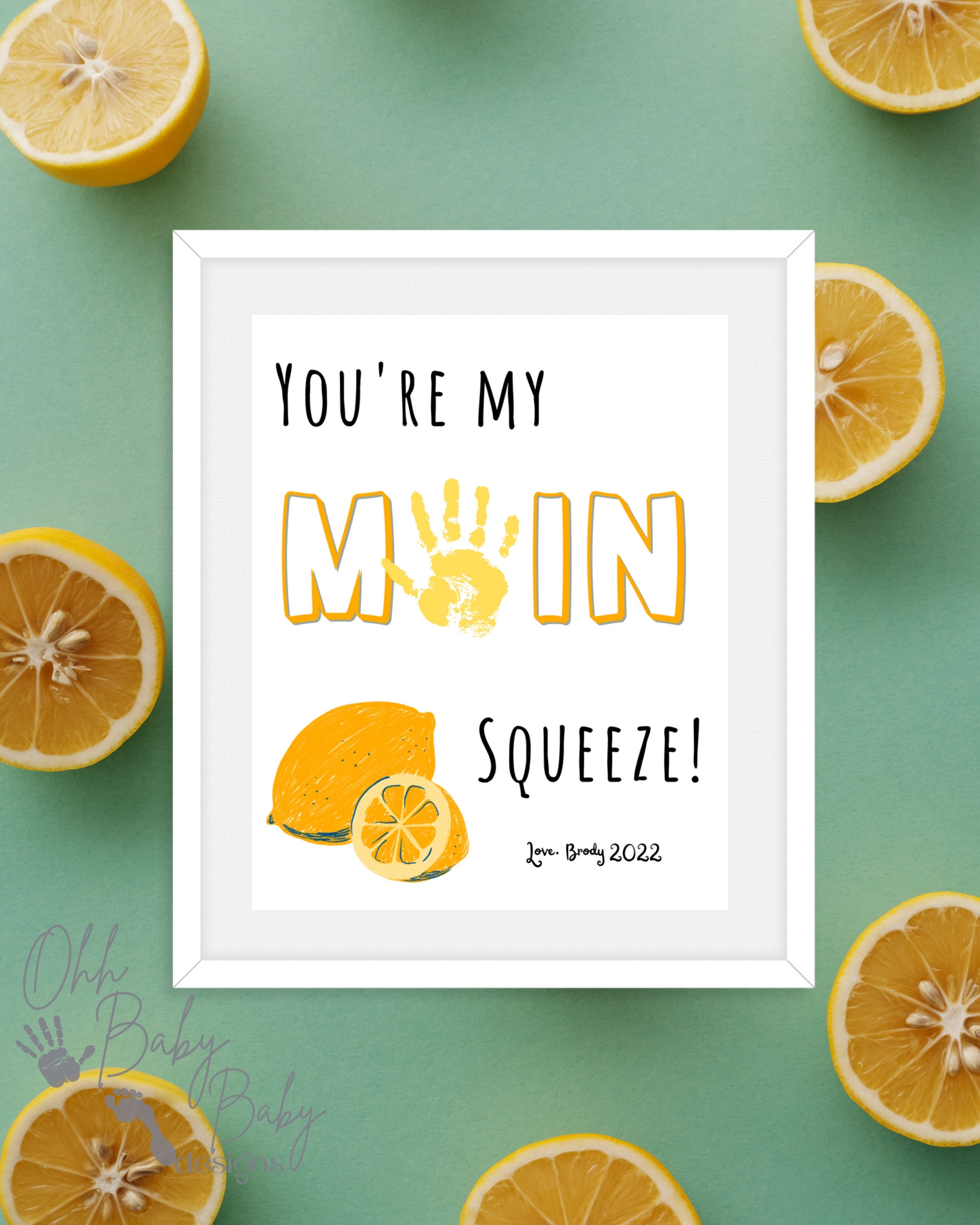 You're My Main Squeeze Hand Print Card/hand Print Keepsake/hand Print ...