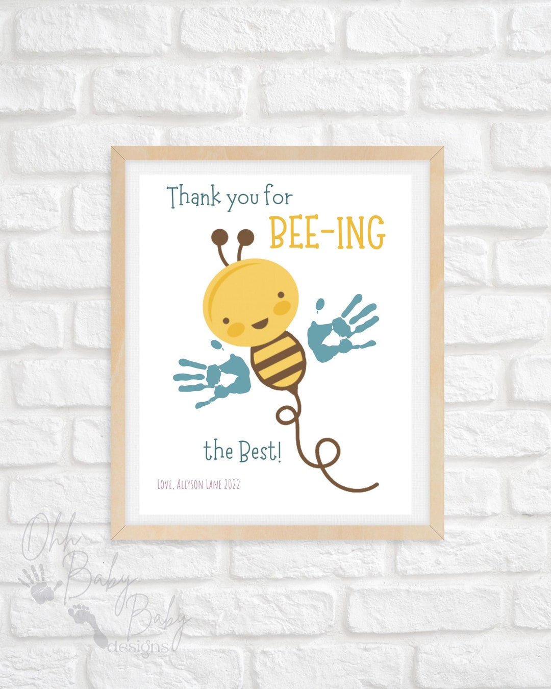 Thank You for BEE-ING the Best Hand Print Card/ Hand Print Keepsake ...