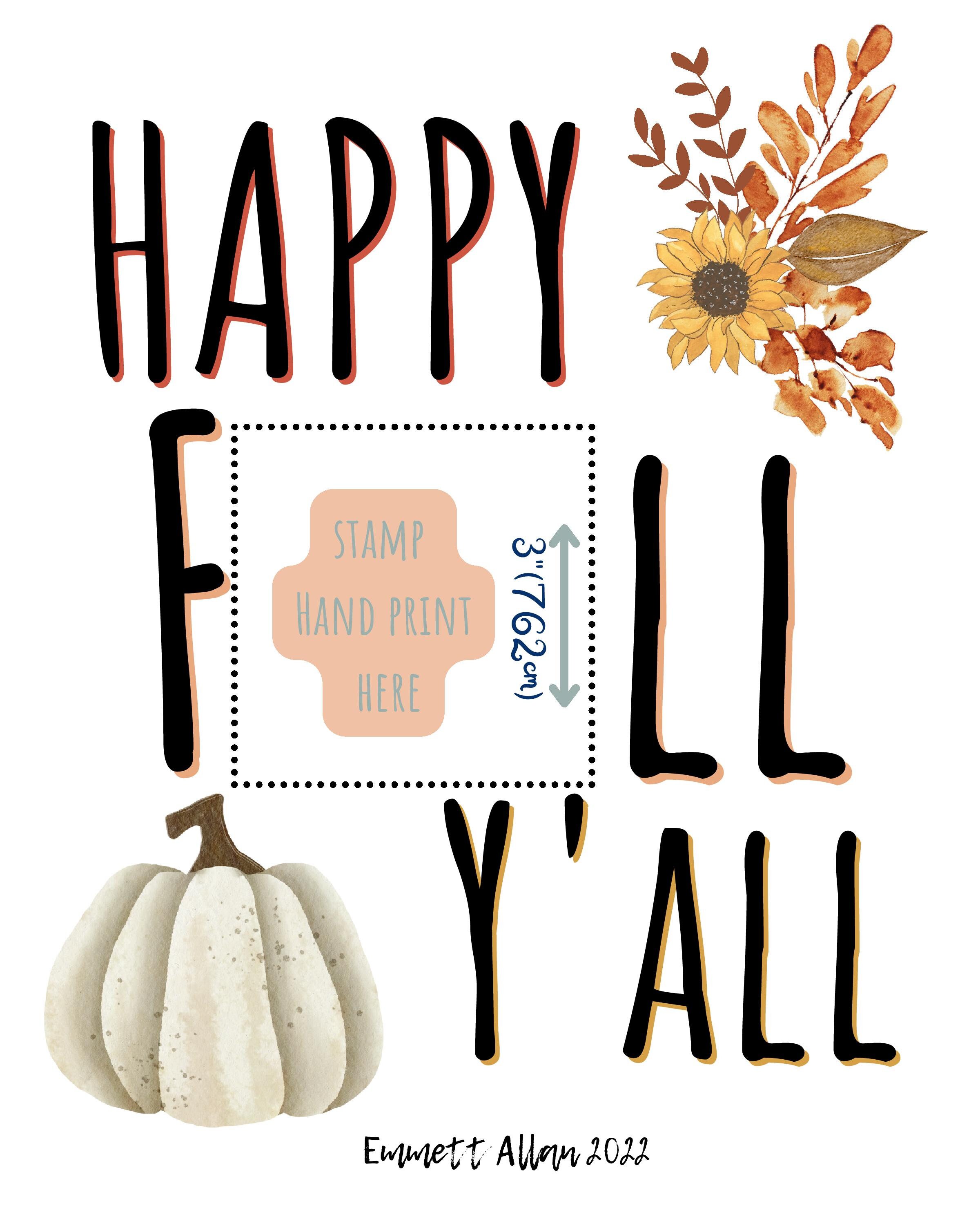 Happy Fall Y'all Hand Print Craft/ Hand Print Keepsake/ DIY Fall Craft ...