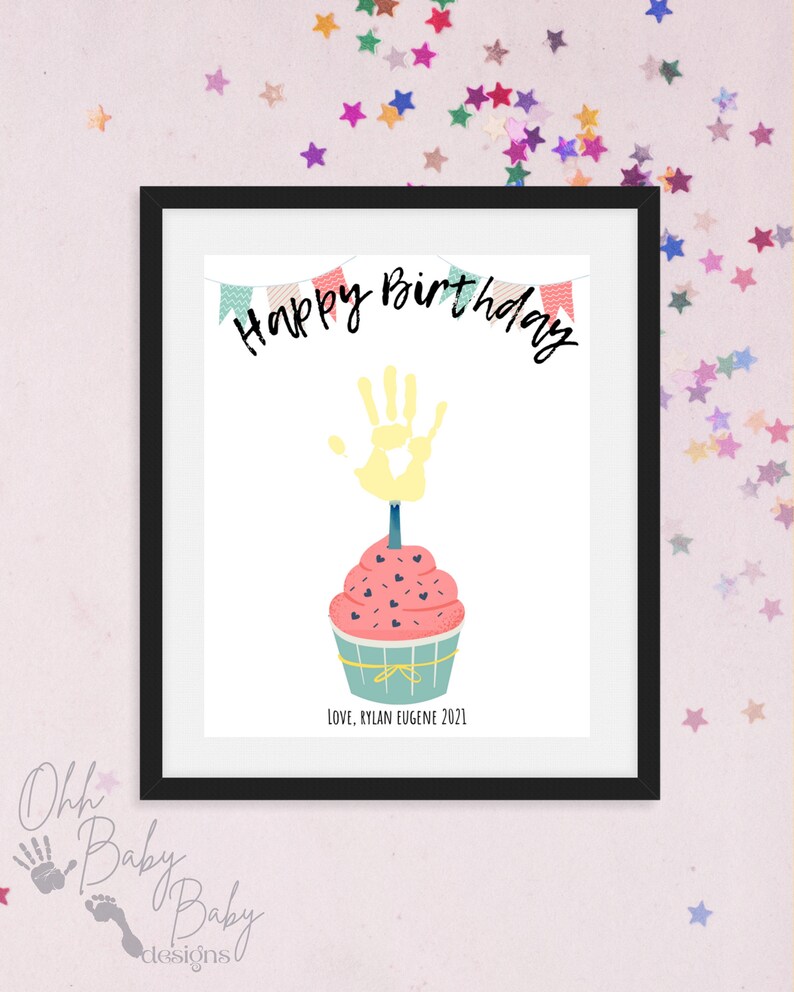 Happy Birthday Hand Print Card/birthday Keepsake/birthday - Etsy