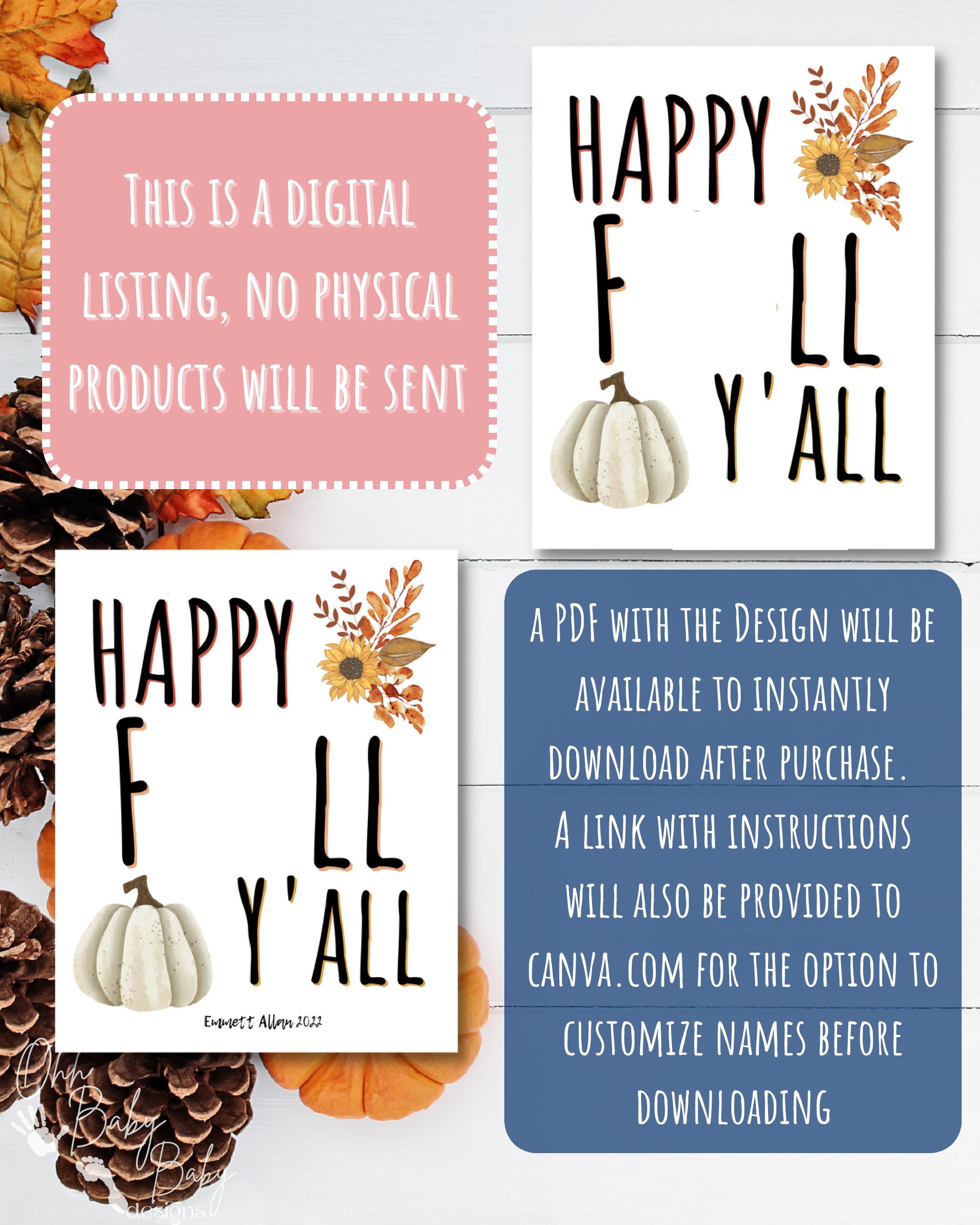 Happy Fall Y'all Hand Print Craft/ Hand Print Keepsake/ DIY Fall Craft ...