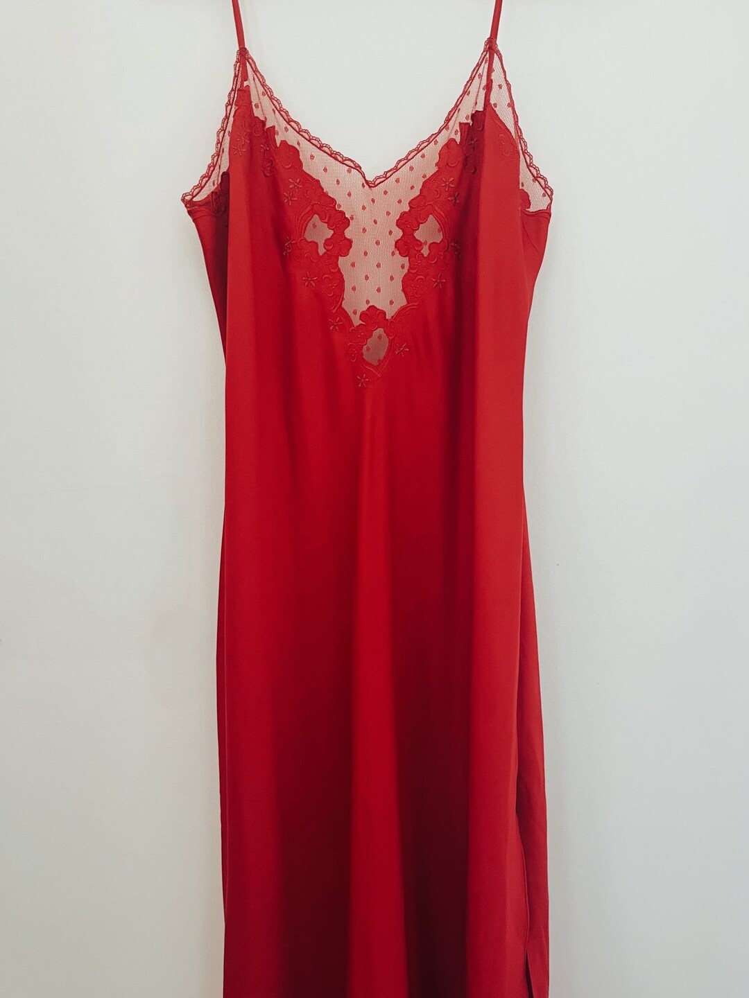 Red Vintage Lingere Slip Dress - Etsy