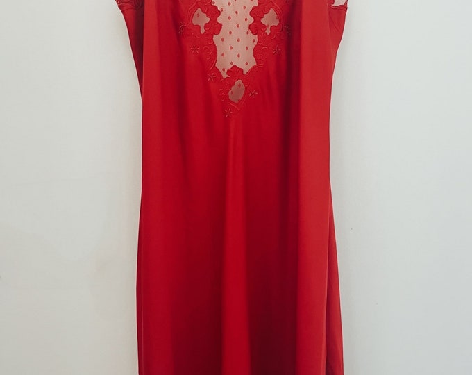 Red Vintage Lingere Slip Dress - Etsy