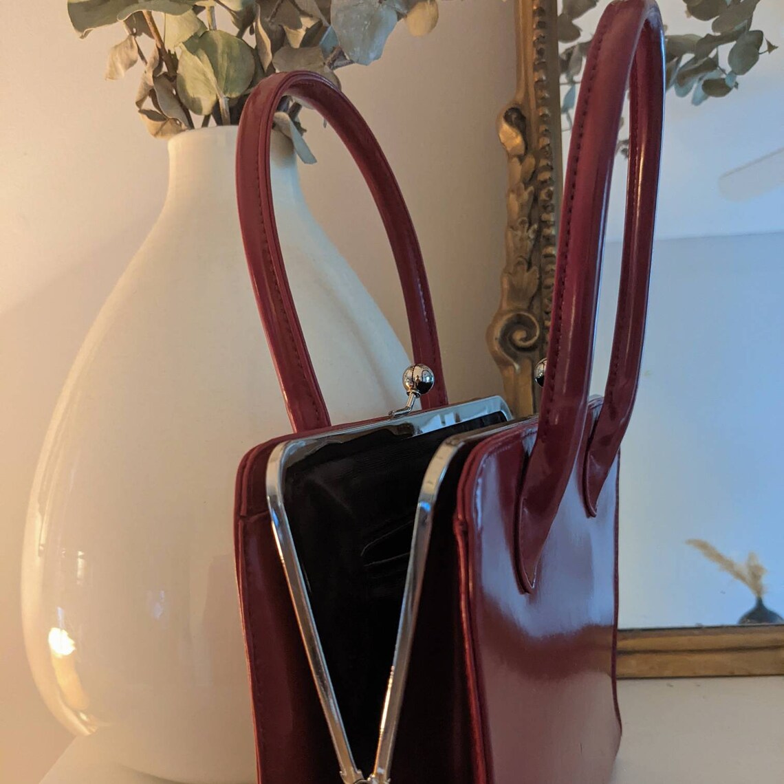 Vintage Red Top Handle Purse - Etsy
