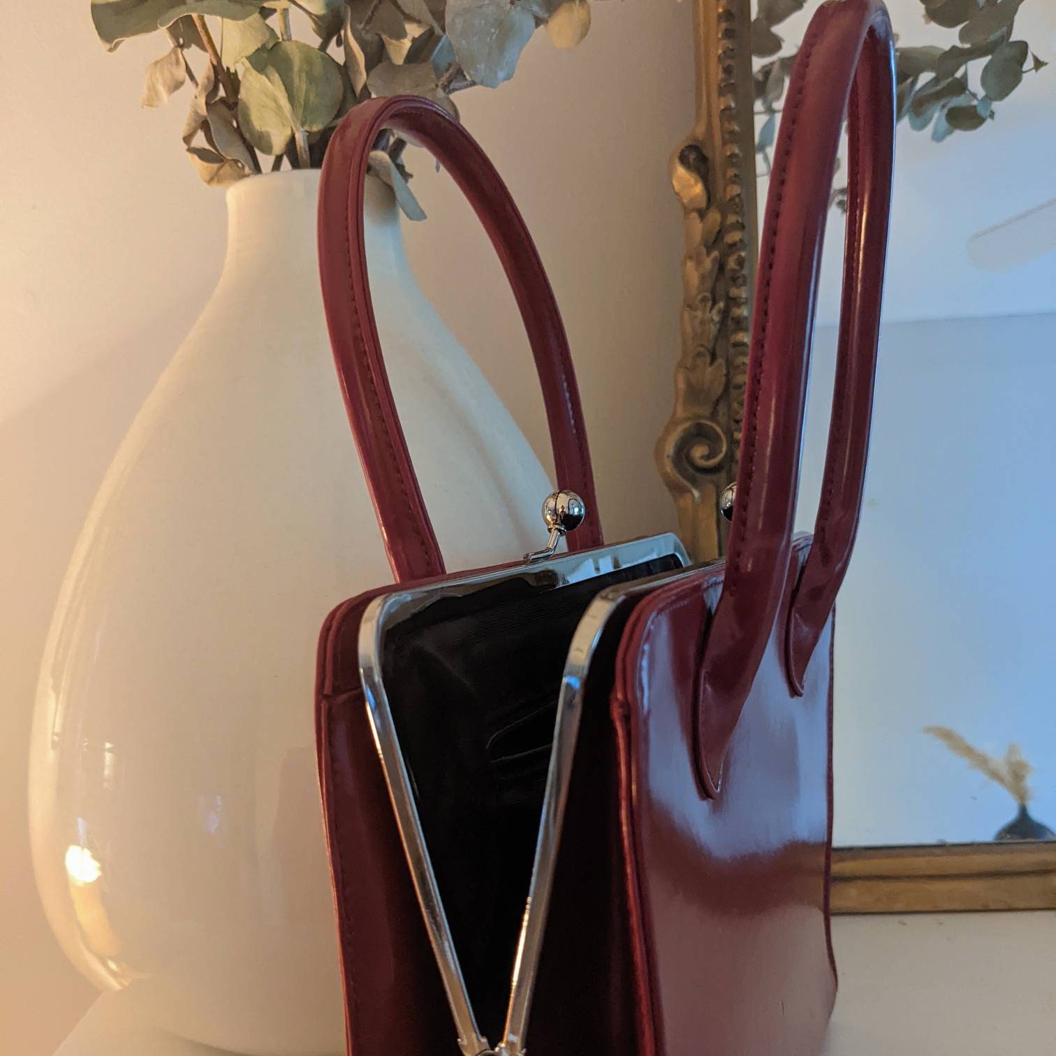 Vintage Red Top Handle Purse - Etsy