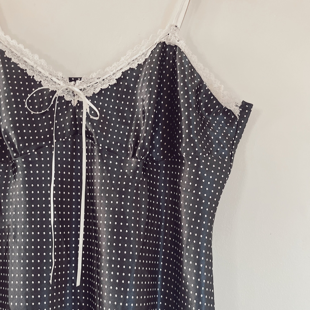Navy and White Polka Dotted Slip Dress - Etsy