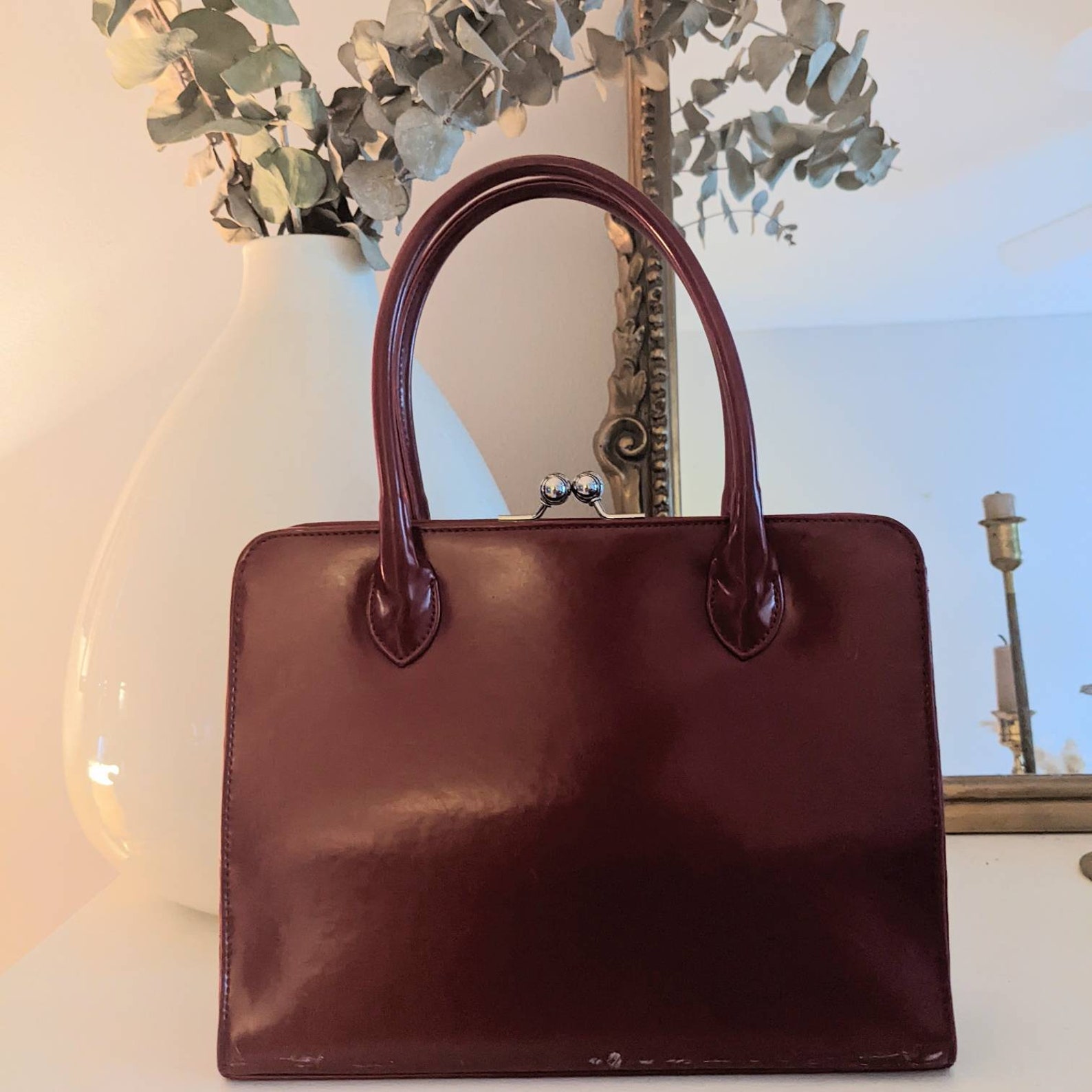 Vintage Red Top Handle Purse - Etsy