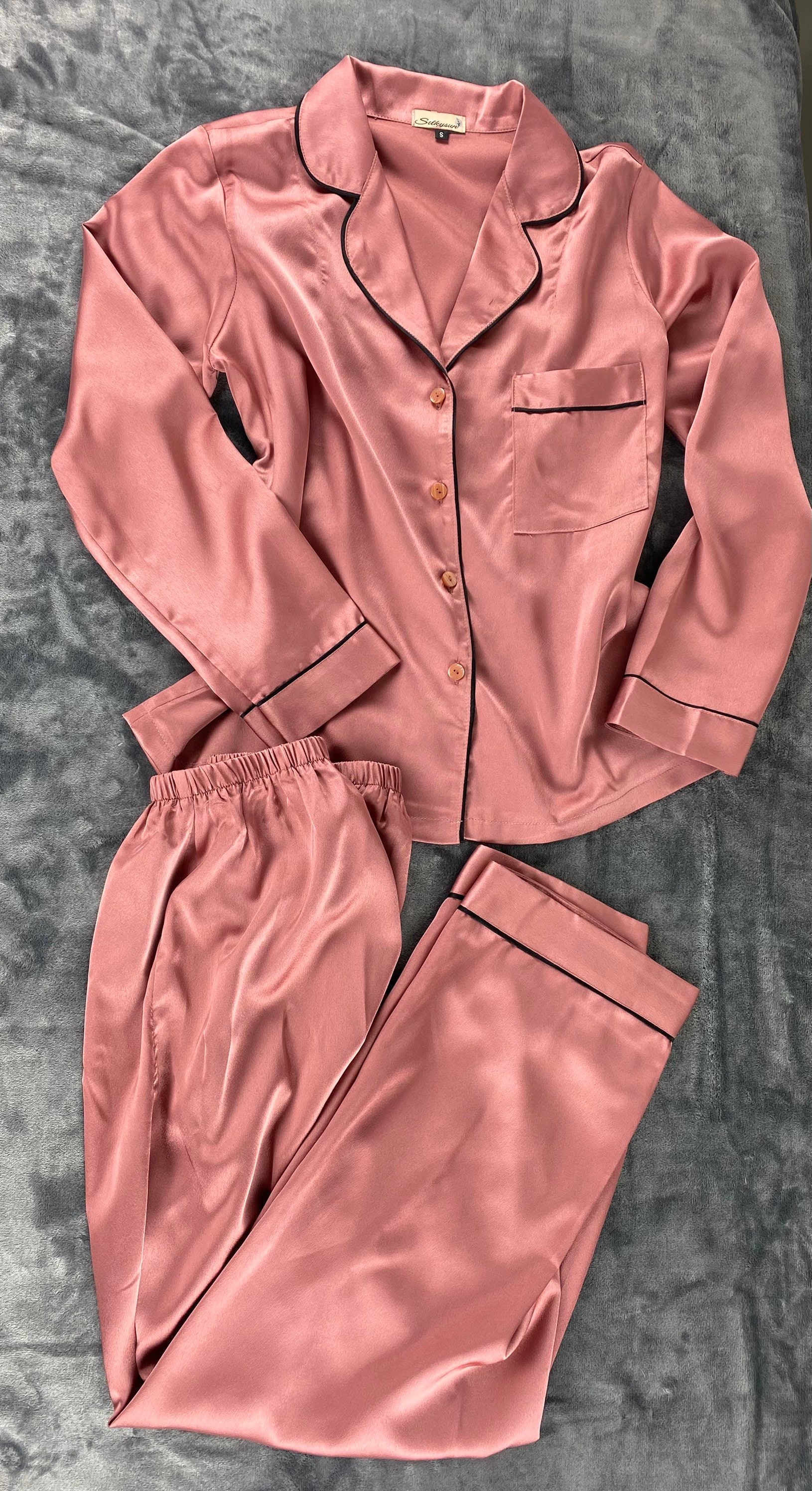 7 piezas de pijama satinado: 2 piezas de pijama largo 2 | Etsy