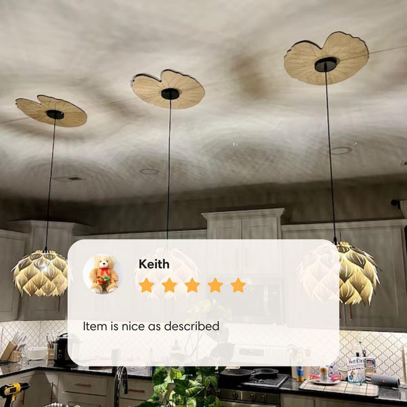 Lotus Wooden Pendant Light: Boho Rustic Chandelier - Etsy