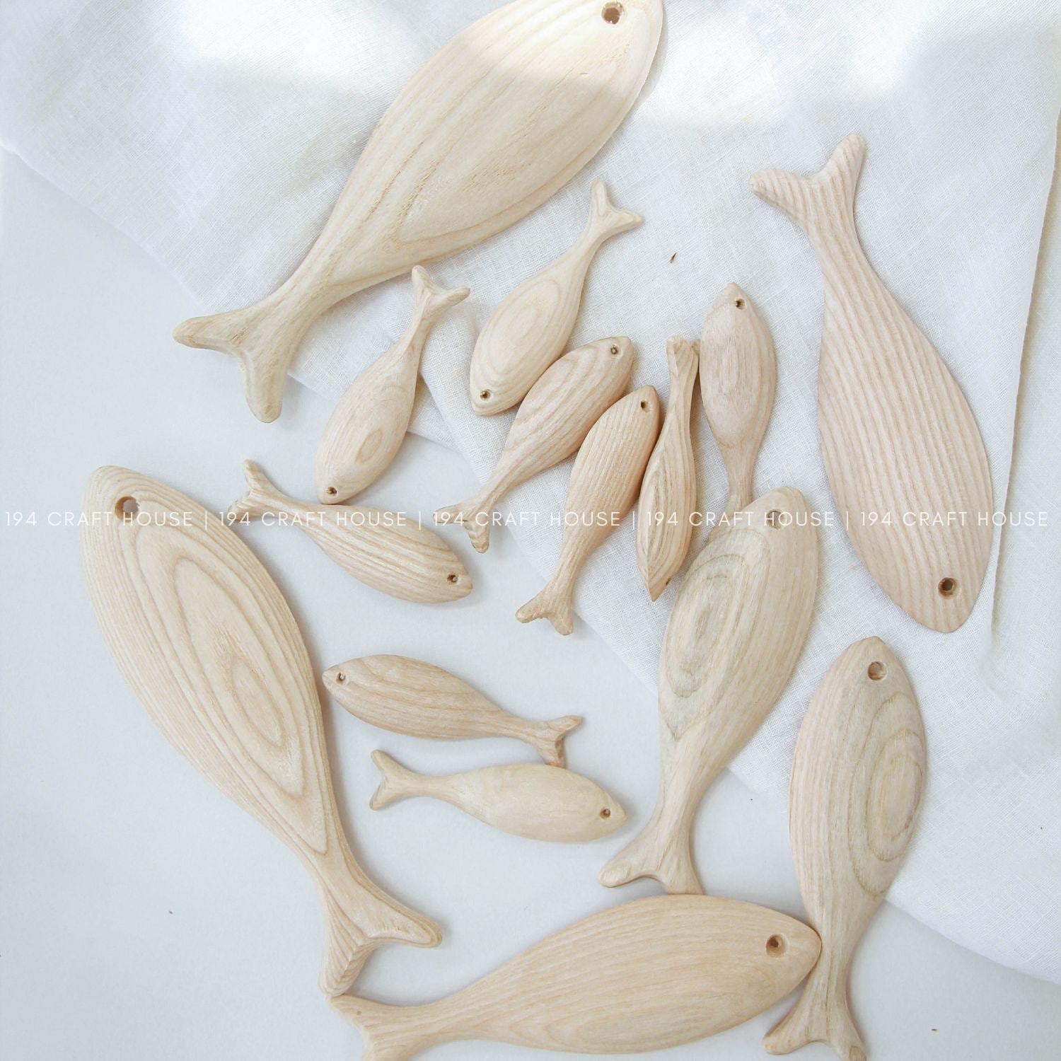 Unfinished Wooden Fish Wall Decor, Blank Fish for DIY Project Crafting ...