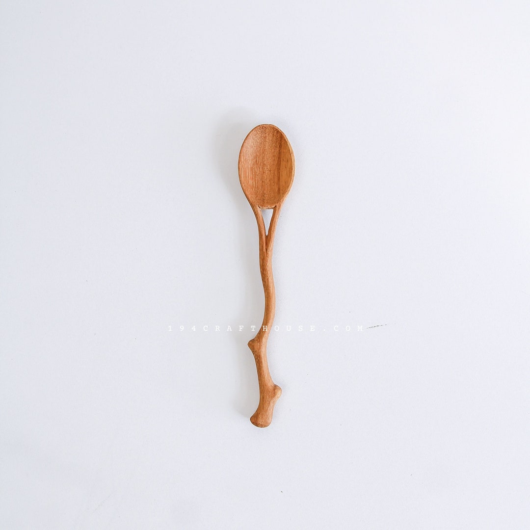 Brach Wooden Spoon Handmade, Soup Spoon Long Handle Branch Tree Twig ...