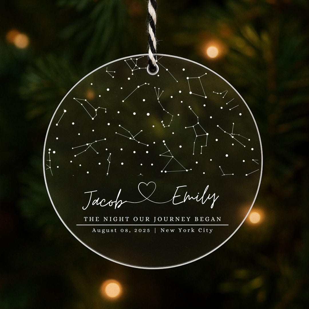 Personalized Star Map Acrylic Ornament: Custom Night Sky Bauble Wedding ...
