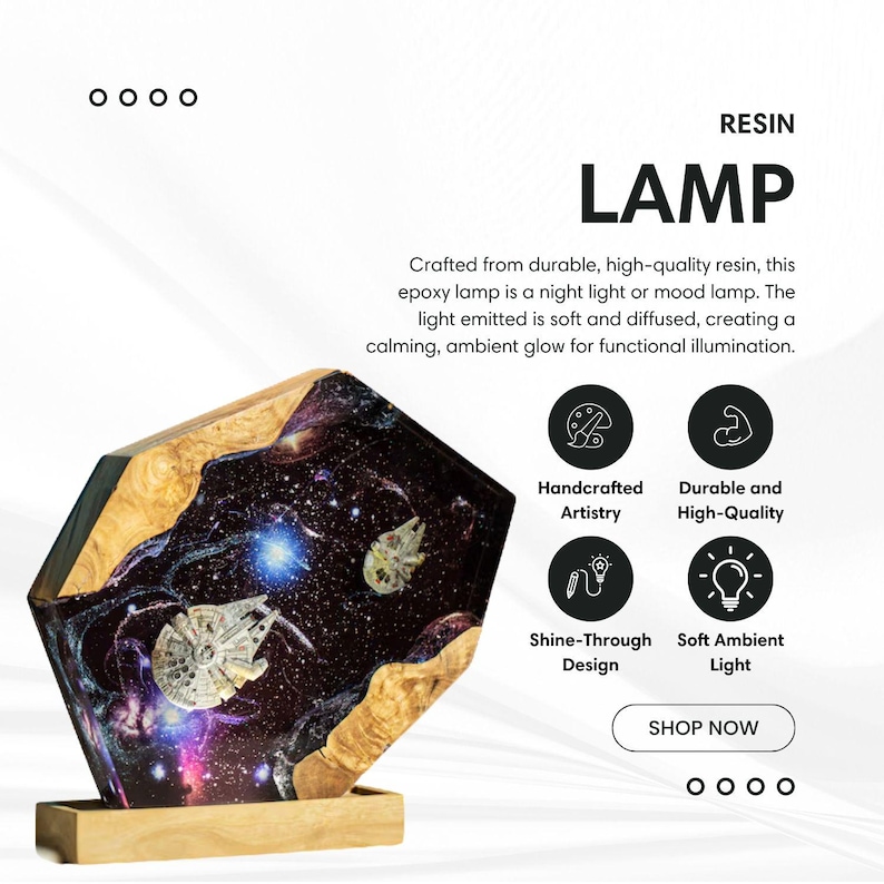 Handcrafted Interstellar Resin Lamp: Spaceship Galaxy Desk or Table ...